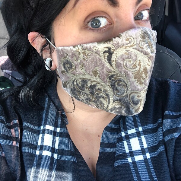 Face Mask VV9 Foil Printed Velvet Face Mask 3 Layer Filter Pocket Mask ...