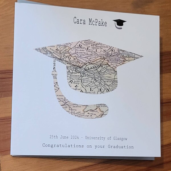 Graduation Map Card, Personalised Graduation Card, Graduated Card, UK ...