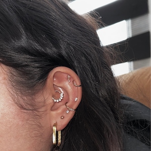 14k Solid Gold Heart Rook Earring Heart Rook Piercing Diamond Curved ...