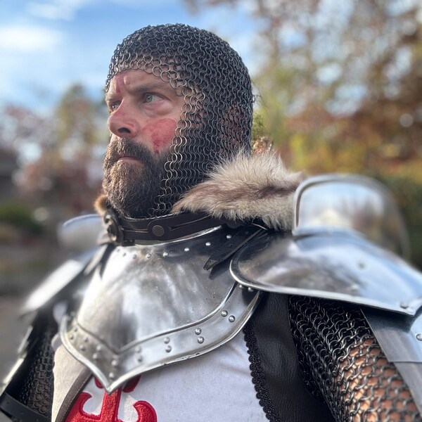 Medieval Knight Armor Gorget With Pauldrons Roman Cuirass Steel Knight ...