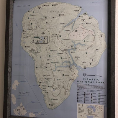 Jurassic National Park Map 16x20 Poster isla Nublar - Etsy