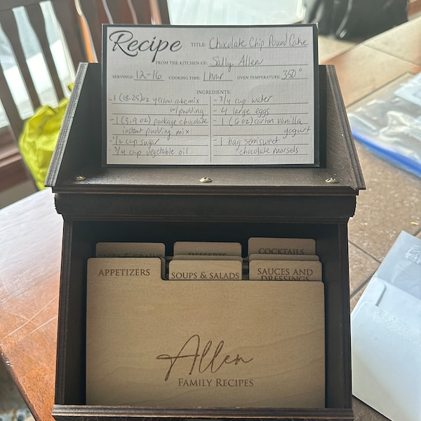 Personalized Recipe Box With Dividers & Cards Custom Christmas Gift for ...