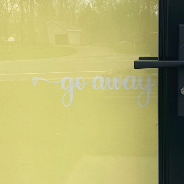 Cursive Go Away Vinyl Decal - Funny No Soliciting Decal - Go Away ...