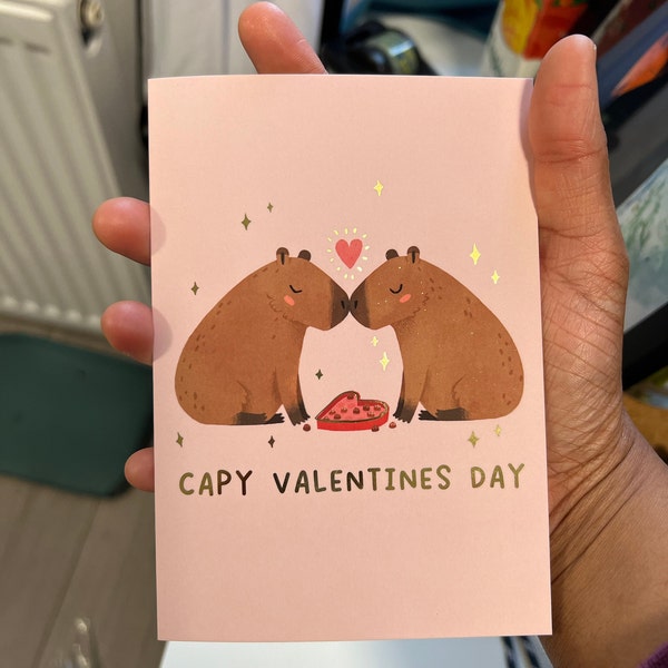 Capy Valentine's Day Card - Happy Capybara Cards - Capybara Lover Gift ...