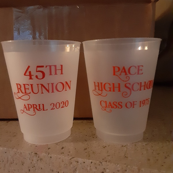 Custom Class Reunion Frosted Party Cups, Together Again Shatterproof ...