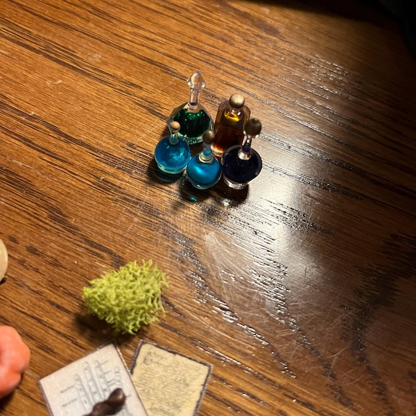 MINIATURE Potion Bottles for Dollhouse or Diorama 1:12 Scale Set of Ten ...