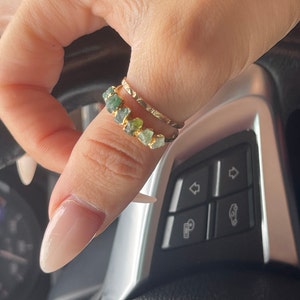 Ombre Ring, Green Stacking Ring, Unique Gemstone Ring, Raw Peridot ...