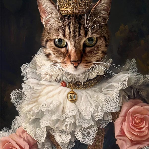 Custom Royal Cat Portrait Renaissance Cat Painting Royal Dog Portraits ...