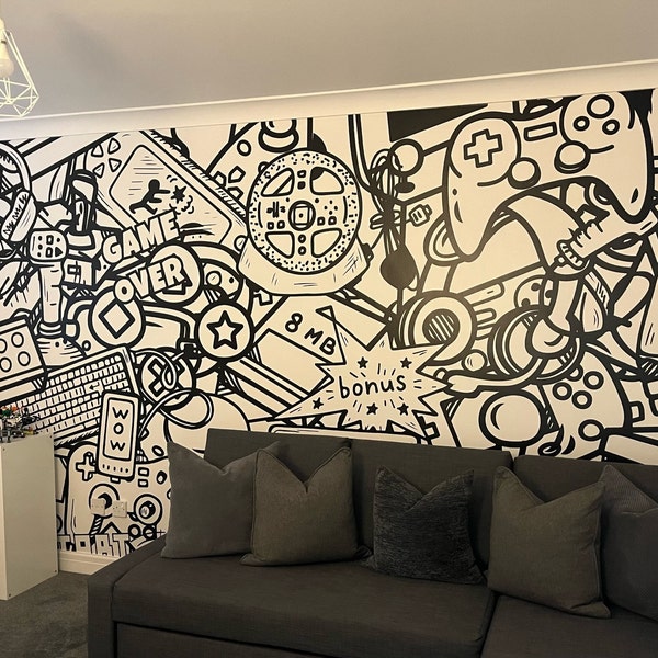White Gaming Abstract Wallpaper - Etsy