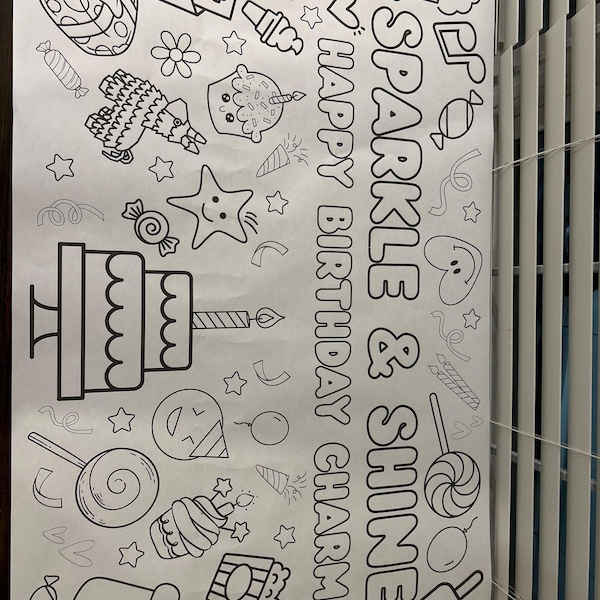 Birthday Party Giant Coloring Doodle Poster Paper Table Runner Birthday ...