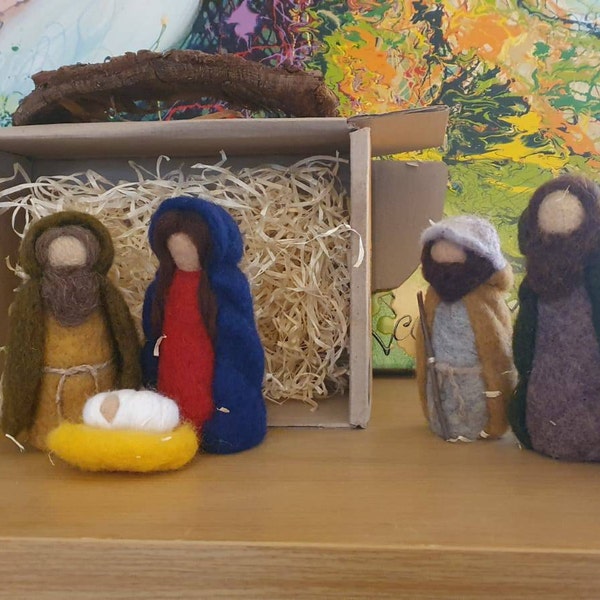 Felted Nativity Set 11 Pieces. Needle Felt Nativity Scene. Waldorf Holy ...