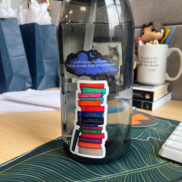 SJM Universe Book Stack Vinyl Sticker, Water Bottle Laptop Kindle Decal ...