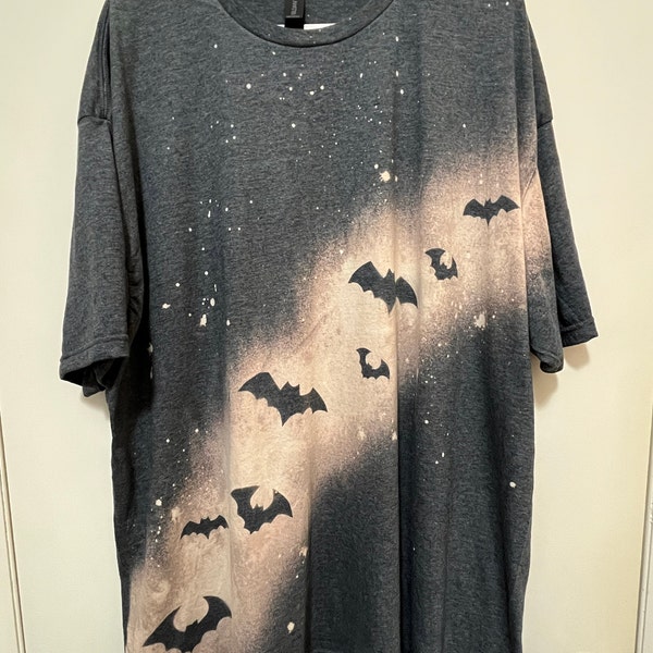 Bleached Halloween Bat Shirt, Unisex Fall Shirt, Stencil Bats Unisex ...