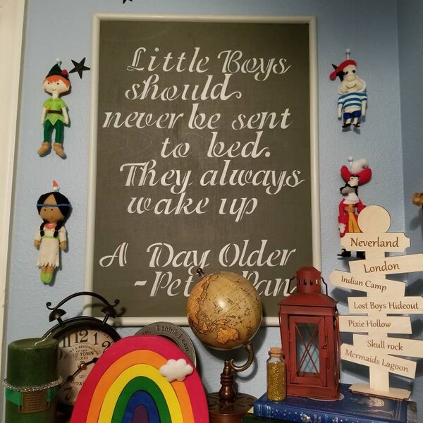 Gorgeous Peter Pan Neverland Freestanding Signpost Laser Cut Wood ...