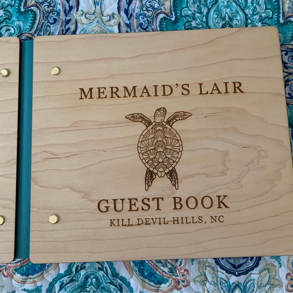 Personalized Engraved Sea Turtle Guest Book - Beach House Rental ...