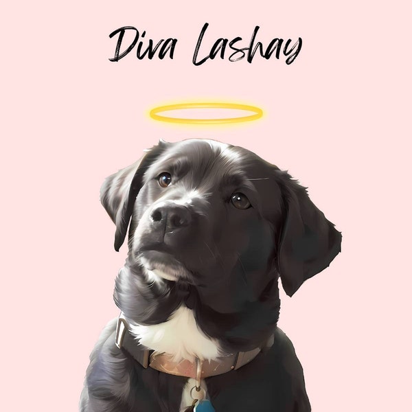 In Memory of Dog Portrait From Photo DIGITAL DOWNLOAD Pet Memorial Gift ...