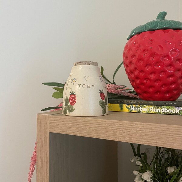 Strawberries, Pet Urn, Cat Urn, Pottery Urn for Animals, Floral - Etsy