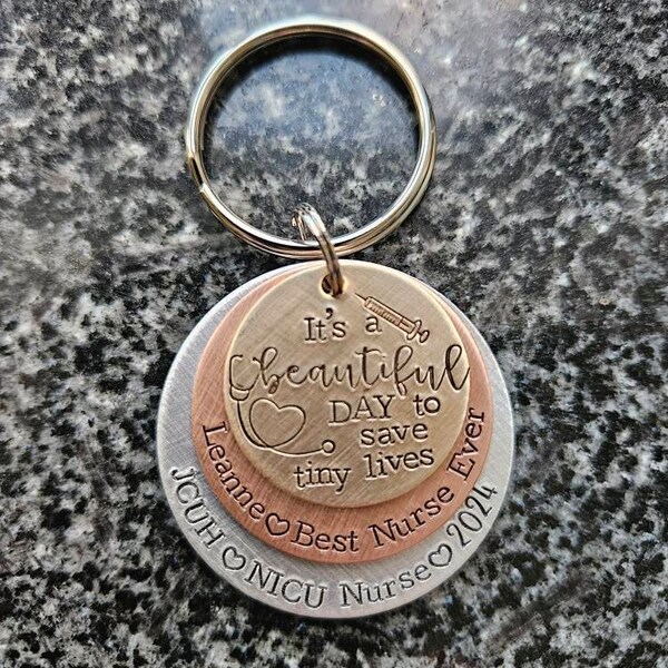 Personalized Hand Stamped Nurse Keychain. NICU Nurse Gifts. Gift for ...