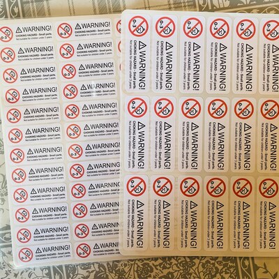 Small Parts Warning Stickers Not Suitable for Children Under Three ...