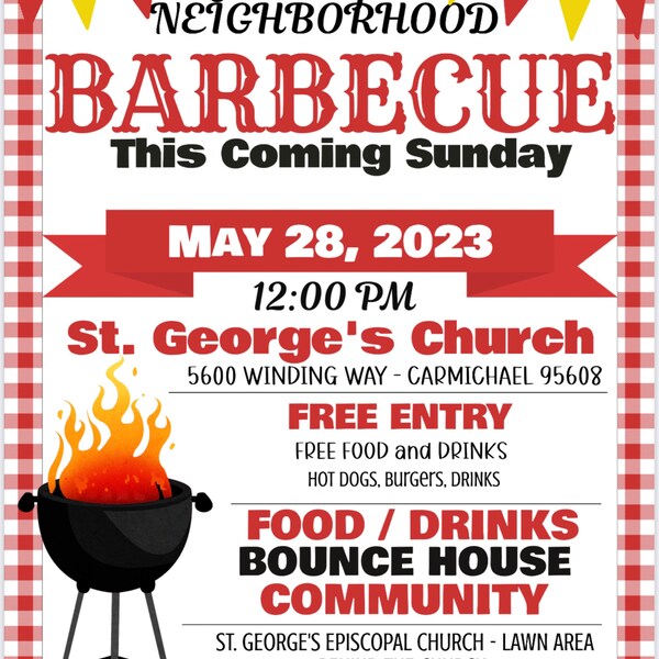 BBQ Fundraiser Flyer, Barbecue Editable Printable Invitation, Burger ...