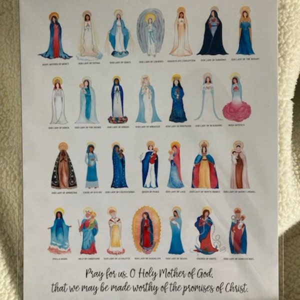Titles of the Virgin Mary 8x10 Poster, Catholic Art, Catholic Poster ...