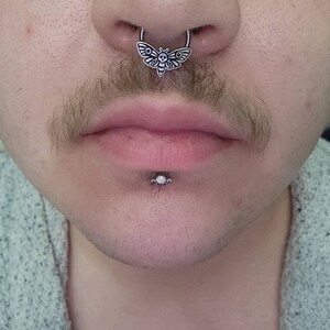 Skull Moth Ring for Septum & Daith Piercings, Death's Head Moth Captive ...