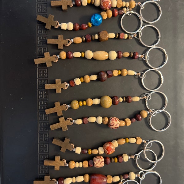 Wood Cross Keychain - Etsy