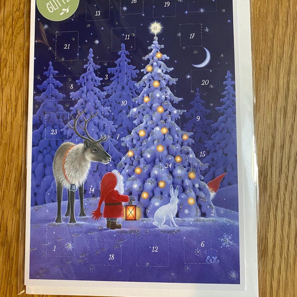 NEW! A4 Size Advent Calendar With Bio Glitter 'tomtes and Sleigh' by ...