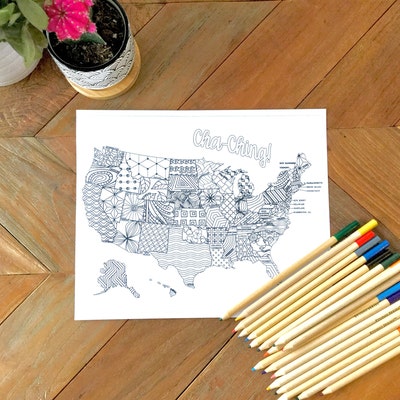 Map of California Coloring Page DIY Printable Coloring Page State Wall ...