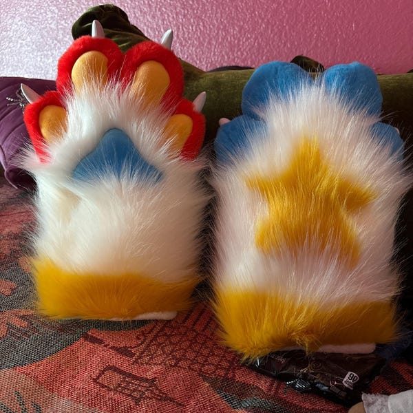 Furry Paws With Star Pattern and Colorful Style | Fluffy Fursuit ...
