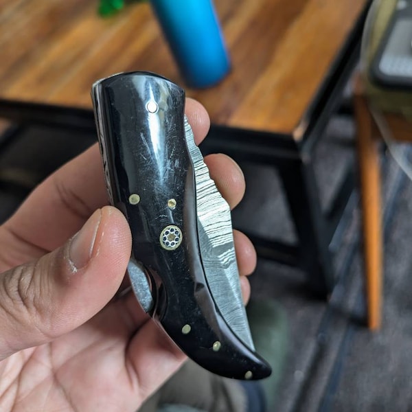 8" Hand Forged Damascus Folding Knife,hand Made Damascus Pocket Knife ...