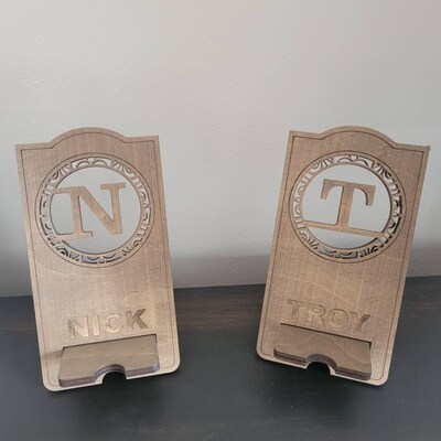 Personalized Monogram Wood Cell Phone Stand Custom With Name and ...