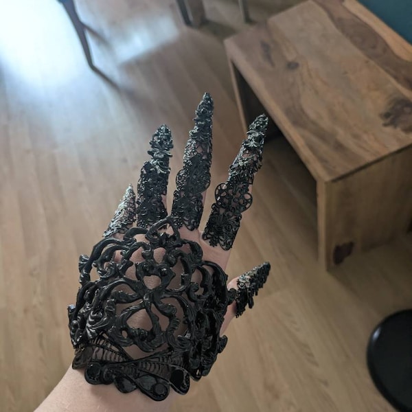 Full Armor Articulated Finger Claws Nails Ring Gold Set Style 2 ...