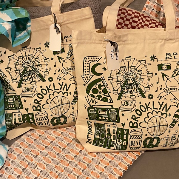Brooklyn New York Tote Bag With Zipper Closure - BKLYN Design ...