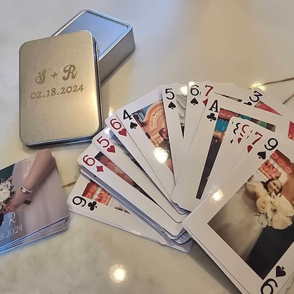 Custom Photo Playing Cards for Wedding, Wedding Guestbook Alternative ...