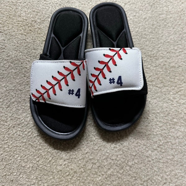 Custom Baseball Slides Flip Flops Sandals - Custom Baseball Sandals ...