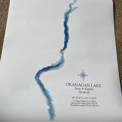 Kennisis Lake Haliburton Bathymetric Map Print Poster Custom Lake Map ...
