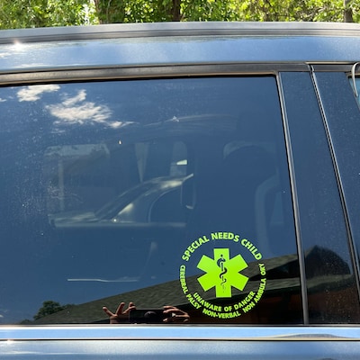 YOU CHOOSE TEXT Special Needs/ Medical Alert Car Window Decal ...
