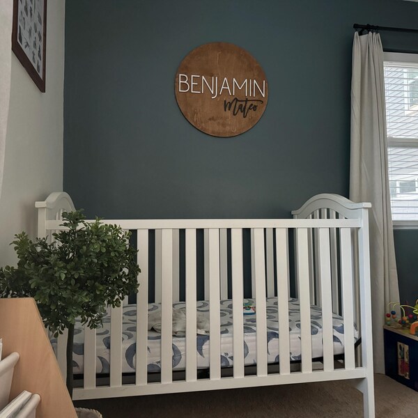 Nursery Name Sign, Above Crib Sign, Round Name Sign, Custom Name Sign ...
