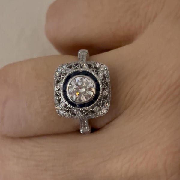 1890s Era Art Deco Vintage 2.2ct Diamond Antique Engagement Ring in 935 ...