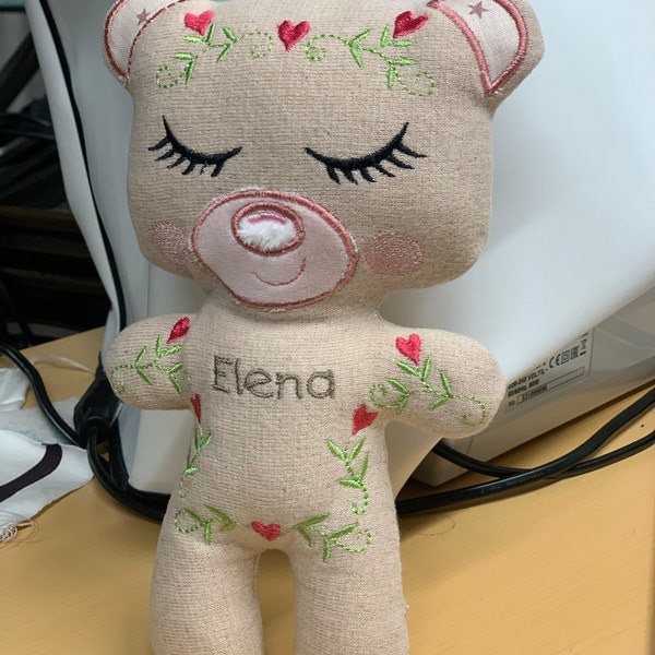 ITH Floral Hearts Stuffed Bear Toy 6x10 7x11 8x12 Machine Embroidery in ...