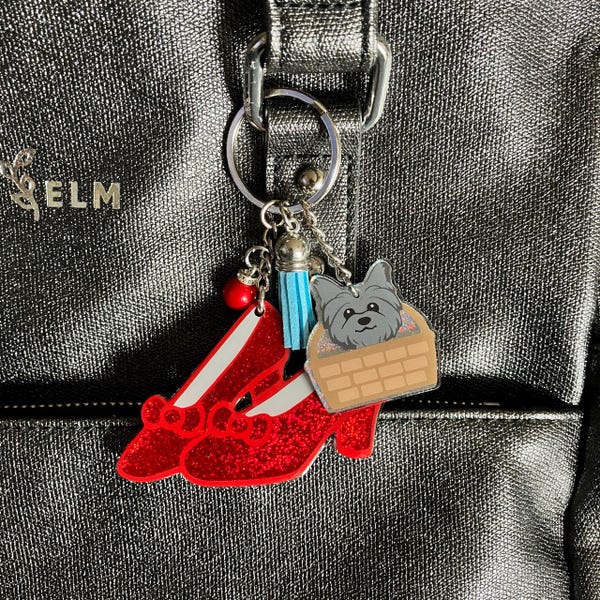Ruby Red Slippers Keychain • Wizard of Oz Dorothy Gingham Glitter ...