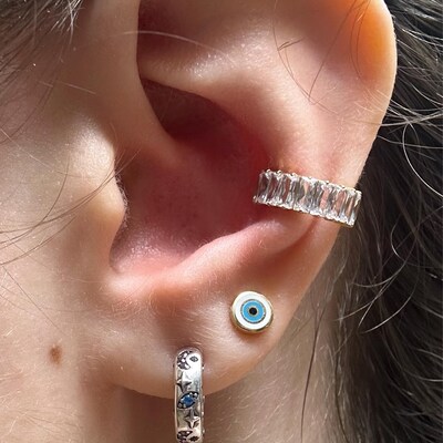 ASTM F136 Titanium Conch Labret, Curved Gem and Bead Conch Earring ...