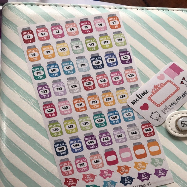 52 Week Savings Challenge Stickers | Functional Planner Stickers | F36 ...