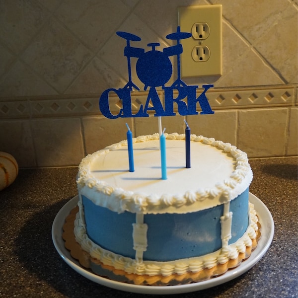 Custom Drums Cake Topper, Music Party Decorations, Rockstar Cake Topper ...