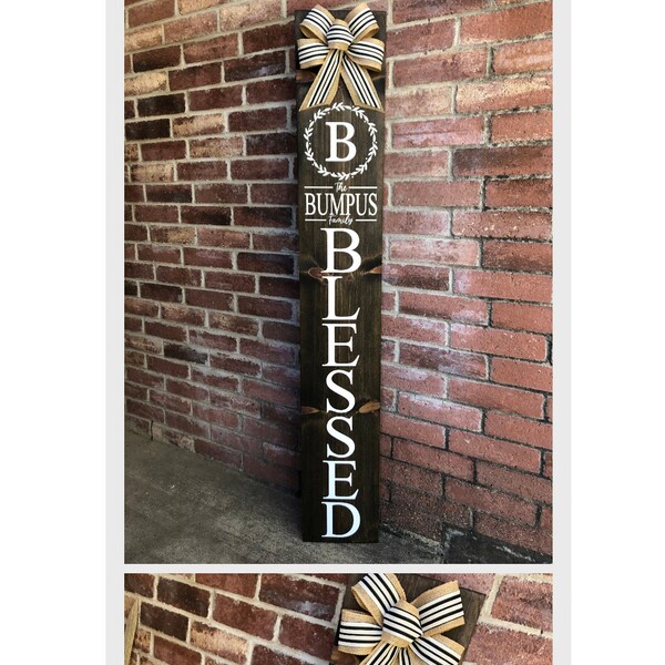 Monogram Welcome Sign for Front Porch, Personalized Last Name Sign ...