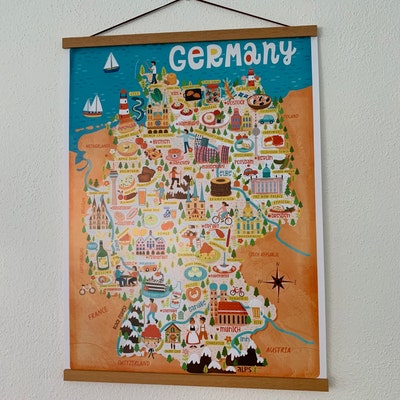 Germany Map Poster Germany Map Map of Germany Illustrated Germany Map ...