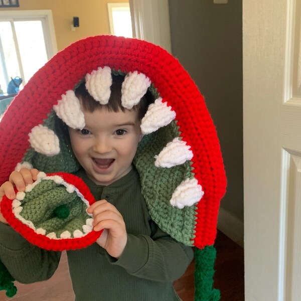 Worm Hat Hood, Crochet, Costume, Halloween, Handmade, Crochet, Toothy ...