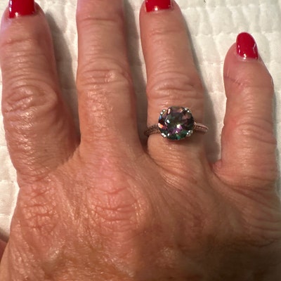 Ruby Ring/ Sterling Silver/ 20ct Big Huge Square Cut Simulated Red Gem ...