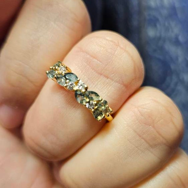 Rainbow Gemstone Eternity Band, Multi Gemstone Ring, 14k Gold Rainbow ...